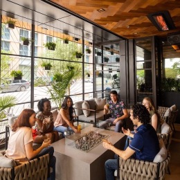 Functional workspace at 700 River high rise apartments in Austin